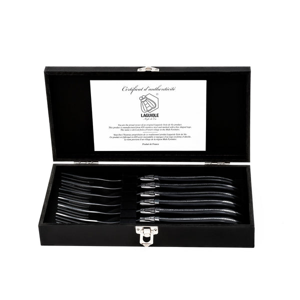 GABEL SET "LUXIVIO" | Ebenholz, 6 Gabeln im Etui - DESIGN DELIGHTS